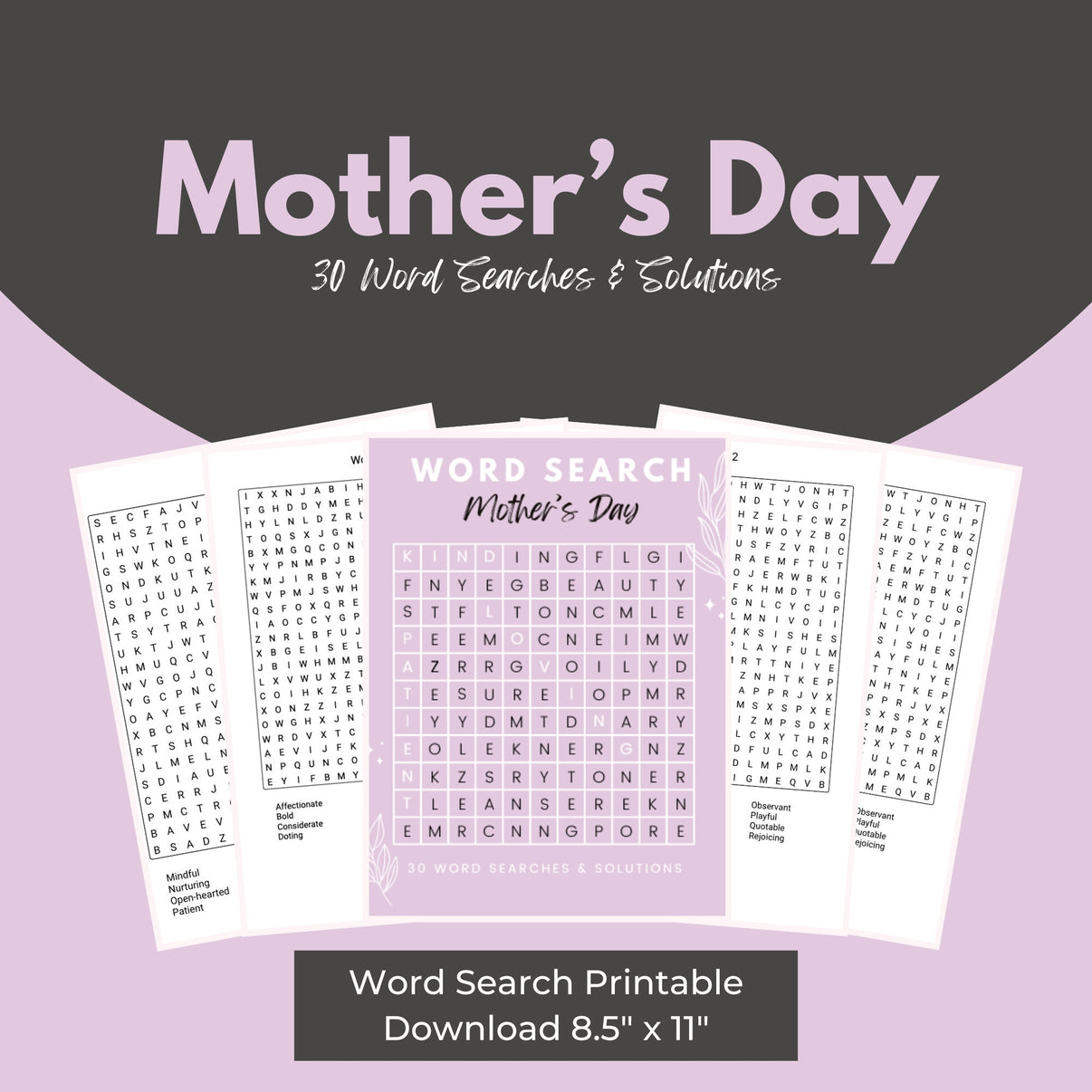 Mother's Day Word Search, Mother's Day Gift, Mom Printable, Mother's D ...